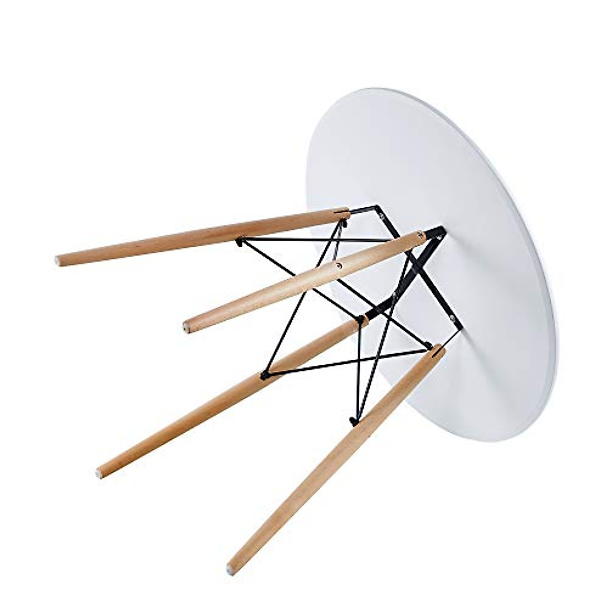 FMD 31.5 inch Small White Round Kitchen Dining Table, Mid-Century Modern Wood Leisure Coffee Side Table