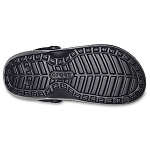 Crocs unisex adult Men's and Women's Classic Lined | Fuzzy Slippers Clog, Black/Black, 9 Women 7 Men US