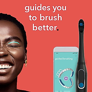 Colgate hum Black Electric Toothbrush for Adults, Starter Kit with Travel Case and Extra Refill Head, Rechargeable Smart Sonic Toothbrush, Black