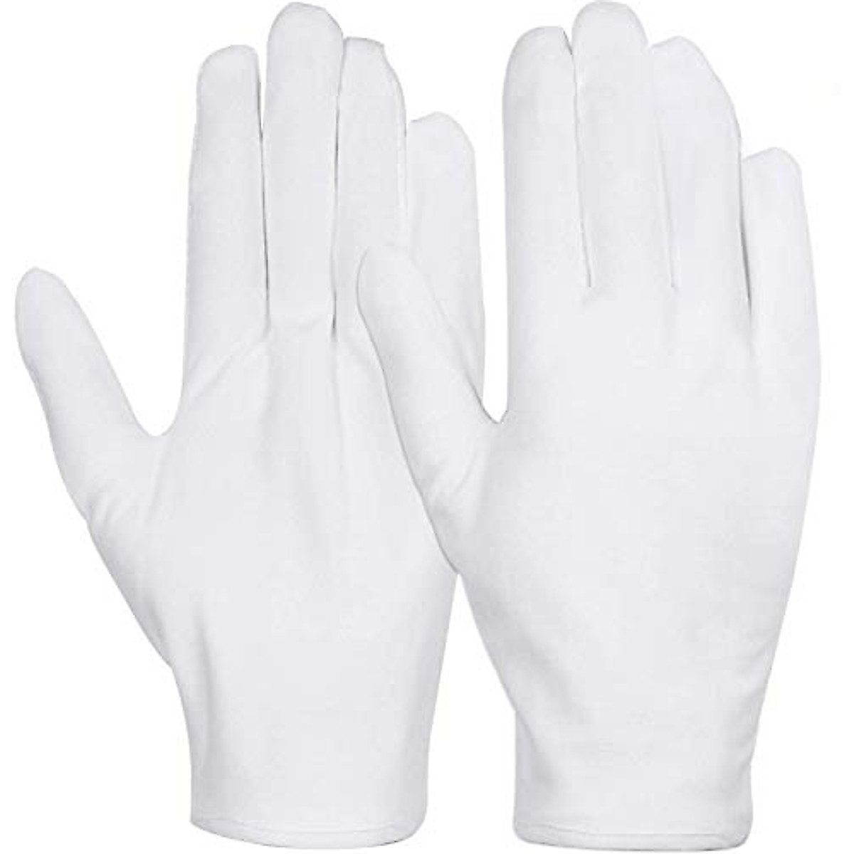 White Cotton Gloves, Anezus 6 Pairs Cotton Gloves Large Cloth Gloves for Women Dry Hands Eczema Moisturizing Serving Archival Cleaning Jewelry Silver Costume Inspection