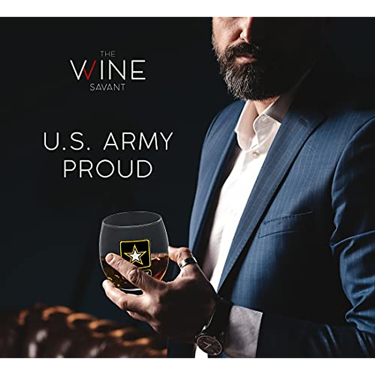 Army Globe Whiskey Decanter Set & 4 Liquor Glasses - US Army Whisky Decanter & Glass Set with Wood Base and 9 Whiskey Stones - Army Gifts for Men - Bourbon and Scotch Decanter – Military Veteran Gifts