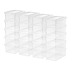NKDS 5 Quart Stackable Plastic Lidded Closet Organizer Box - Clear - Set of 20
