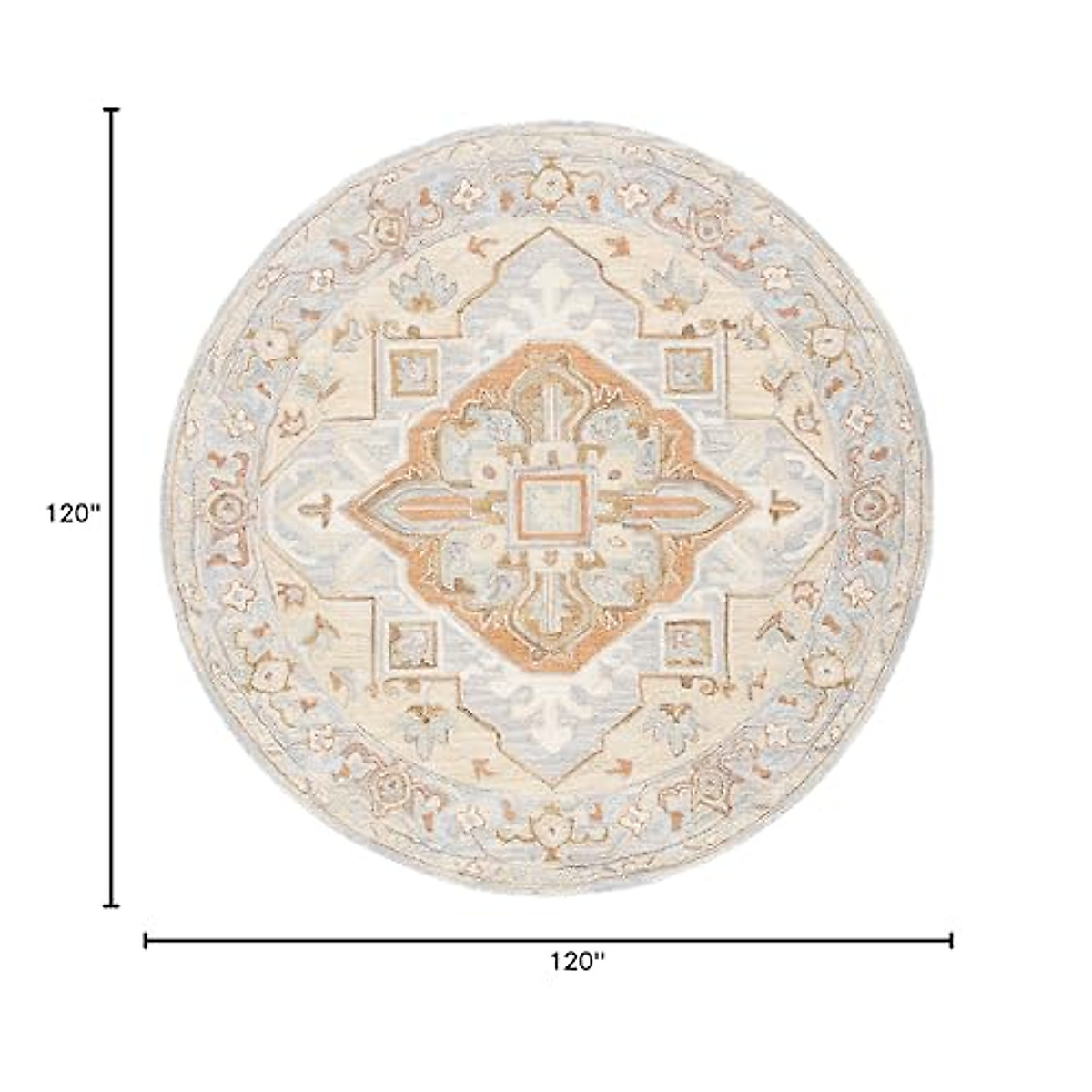 SAFAVIEH Heritage Collection Area Rug - 10' Round, Beige & Grey, Handmade Traditional Oriental Wool, Ideal for High Traffic Areas in Living Room, Bedroom (HG920B)