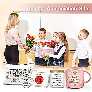 Teacher Gifts Thank You Gifts Basket for Women Teacher Appreciation Gifts Sets from Student Best Teacher Gifts Big Heart Pink Coffee Mug Graduation Gifts Cups Keychain Candle Gifts for Teachers Women2