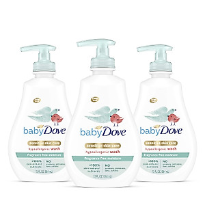 Baby Dove Tip to Toe Baby Body Wash For Baby's Sensitive Skin Sensitive Moisture Washes Away Bacteria, Fragrance-Free and Hypoallergenic Baby Soap, 13 Fl Oz (Pack of 3)