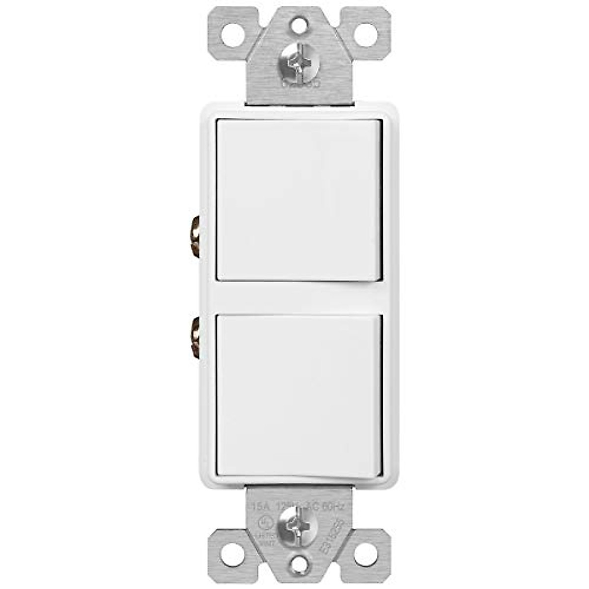 ENERLITES Double Paddle Rocker Combination Decorator Switch, Ground Terminal, Copper Wires Only, Single Pole or 3-Way, Residential/Commercial Grade, 15A 120-277VAC, 62835-W, White