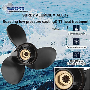 Jason Marine 10 3/8 x 13 (10 Spline Tooth) OEM Parts No.48-19640A40 Upgrade Aluminum Boat Outboard Moto Propeller fit Mercury Engines 9.9/15/18/20/25HP, RH