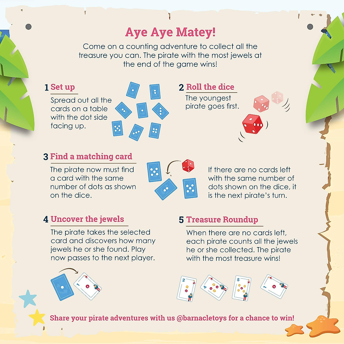 Barnacle Toys Pirate Roll - Kids Games, Toddler Board Games, Games for Kids, Preschool Games for 3 Year Olds, Kids Board Games for 4 Year Olds