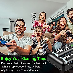 Rapthor 2X 2800mAh Replacement Xbox One Controller Battery Pack Rechargeable with Charger for Xbox One/Xbox One X/Xbox One S/Xbox One Elite/Xbox Series X/S Batteries Kit (2 Batteries+1 Charger)