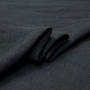 Japan Nature 100% Linen Fabric for Clothing, Home Decor, Pillow, Sofa, 56" Width, Craft by The Yard, Black Color