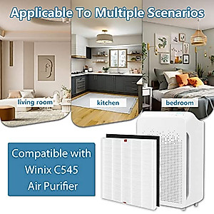 C545 Replacement Filter S Fit for Win-ix C545 Air Puri-fier, 2 Pack H13 Ture HEPA Filter and 8 Pack Activated Carbon Filters, Replace Part # 1712-0096-00 and 2522-0058-00