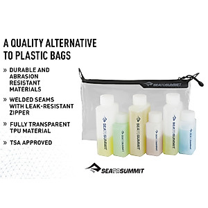 Sea to Summit TravellingLight Clear Zip Pouch with Travel Bottles, TSA Approved Toiletry Kit
