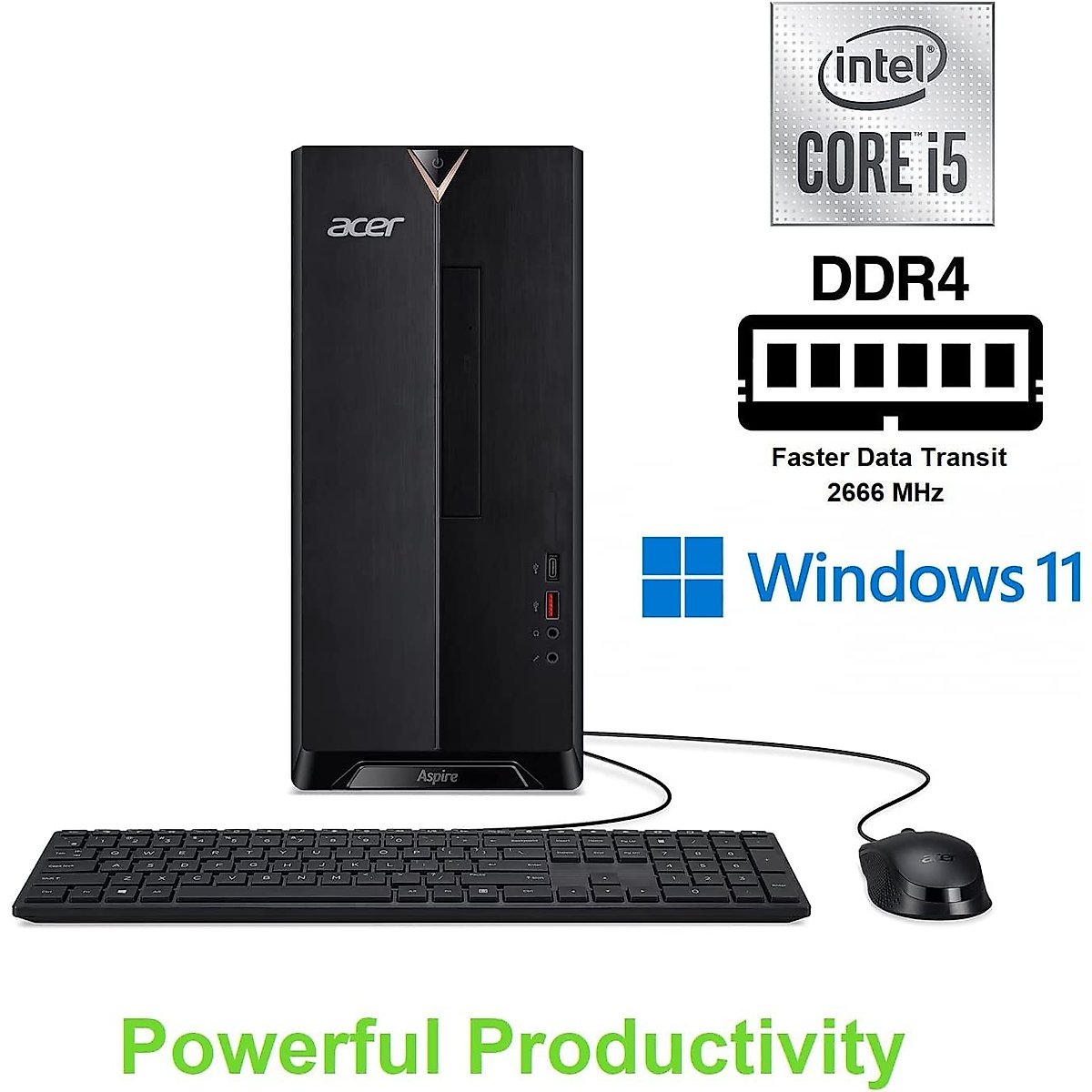 acer 2022 Aspire Mini Tower Desktop 10th Intel i5-10400 6-Core CPU- UHD Graphics - 32GB DDR4-512GB NVMe SSD + 1TB HDD - DVD Writer - WiFi 6 RJ45 HDMI Windows 10 Pro w/ 32GB USB Drive