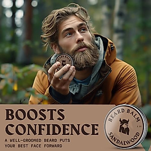 Striking Viking Beard Balm for Men - Leave-in Beard Conditioner & Styling Butter with Natural Argan & Jojoba Oils - Strengthens & Softens - Sandalwood, 2 Ounce (Pack of 1)