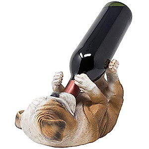Thirsty English Bulldog Wine Bottle Holder Statue Display Stand Decorative Centerpiece for Bar or Kitchen Counter Décor As Gifts for Dog Lovers