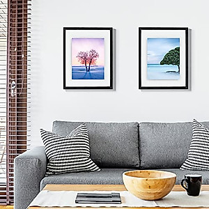 DLQuarts Floating Picture Frames, 11x14 Picture Frame, Floating Display for Photos 2x3, 3.5x5, 5x7, 8x10 or Full Display Without Mat for 11x14 Photos, 2 Pack, Weathered Black