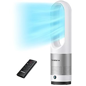 Senmeo Bladeless Fan for Bedroom, 22" Quiet Bladeless Tower Fan with Remote, 90° Oscillating, 8 Speeds, 9 Hour Timer, LED Display with Auto Off, Easy to Clean, Portable Standing Fan for Home, Office