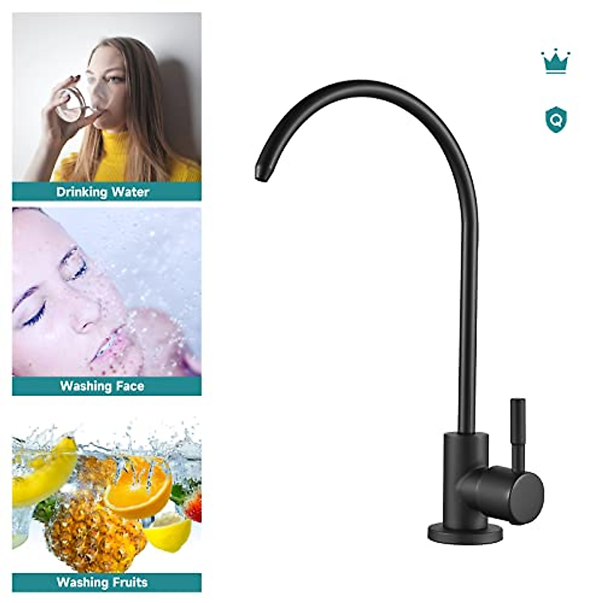 Drinking Water Kitchen Faucet Matte Black,FVITA 304 Stainless Steel Sink Filter Water Faucet Reverse Osmosis Water Filter Faucet