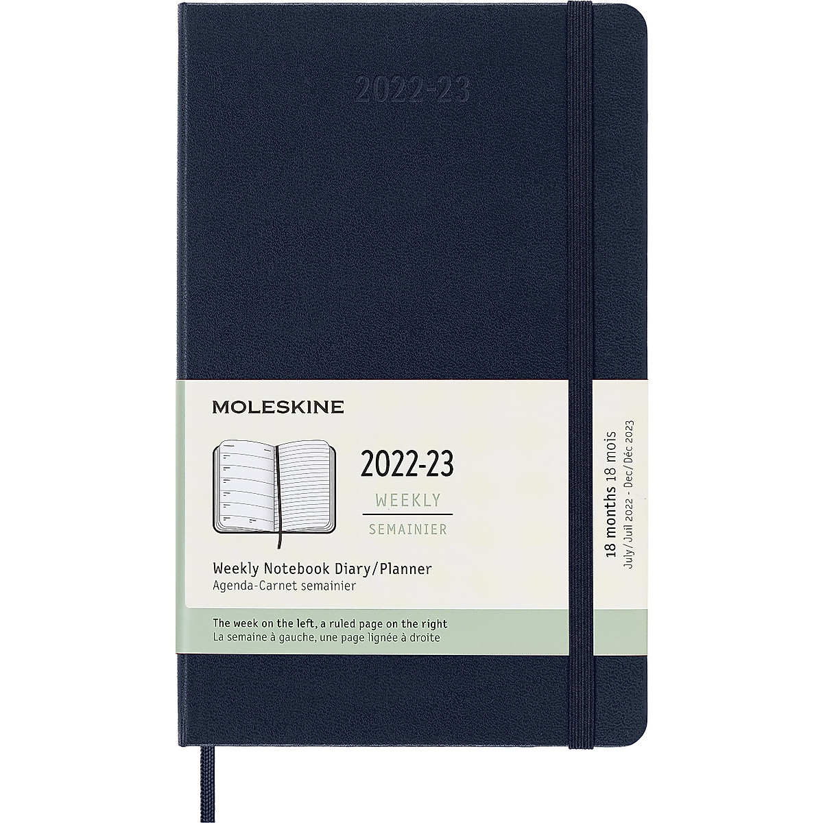 Moleskine Classic 18 Month 2022-2023 Weekly Planner, Hard Cover, Large (5" x 8.25"), Sapphire Blue