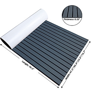 FOCEAN Boat Flooring EVA Foam Boat Decking Faux Teak Marine Flooring Boat Mat Boat Carpet Sheet for Motorboat RV Yacht Kayak Surfboard, 94.5''x 47.2'', Dark Grey+Black Lines