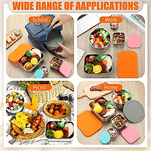 RimCereal 4 Pcs Stainless Steel Lunch Containers with Lids Metal Lunch Box Leakproof Salad Snack Containers for Kids