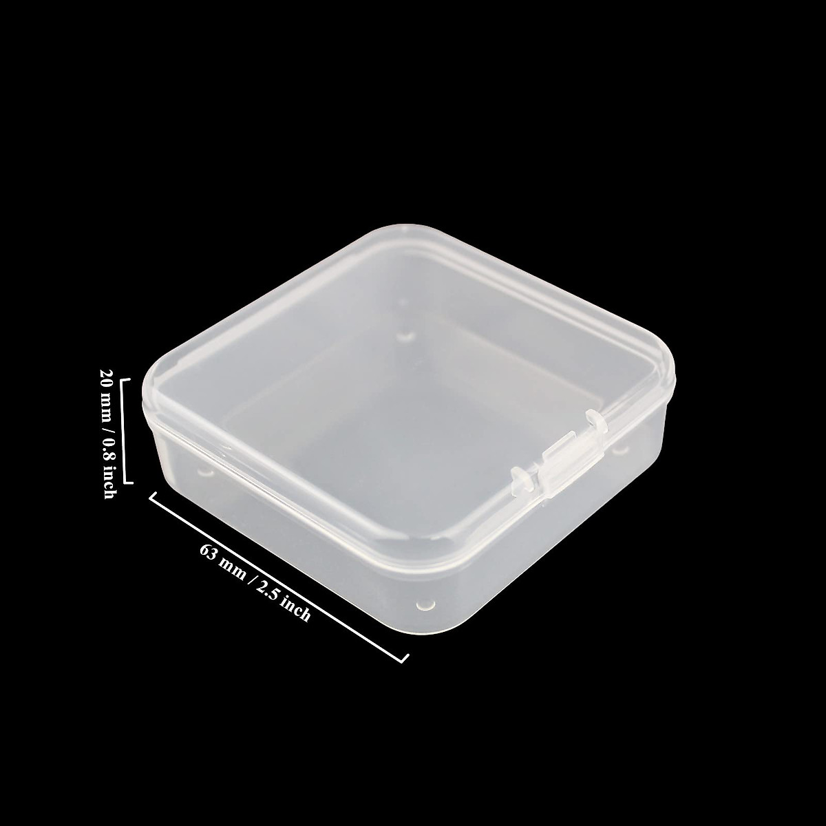 LJY 32 Pieces Square Mini Clear Plastic Storage Containers Box Case with Lids for Small Items and Other Craft Projects (2.5 x 2.5 x 0.8 inch, Transparent)
