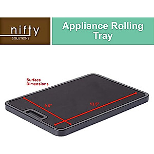 Nifty Small & Medium Appliance Rolling Tray - Black, Home Kitchen Counter Organizer, Integrated Rolling System, Non-Slip Pad Top for Coffee Maker, Stand Mixer, Blender, Toaster