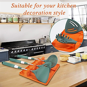 Lyrepie Upgrade Silicone Spoon Rest with Drip Pad, Silicone Utensil Rest Heat-Resistant, Spoon Holder for Kitchen Counter or Stove Top（Spoons are Not Included）