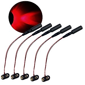 Prop and Scenery Lights 5 Pack Red LED 9 Volt Battery Operated Micro Effects Lights for Theatrical Props and Costumes