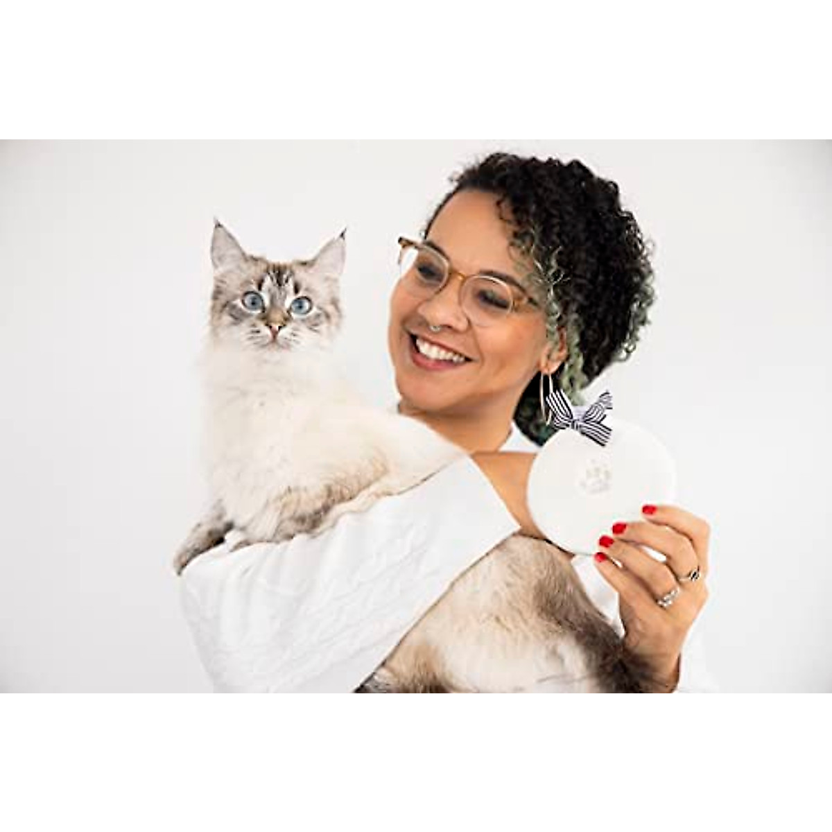 Pearhead DIY Pawprints Keepsake Kit for Dogs Or Cats, Christmas Ornament, Holiday Home Décor for Pet Lovers, Clay Paw Print Imprint, White