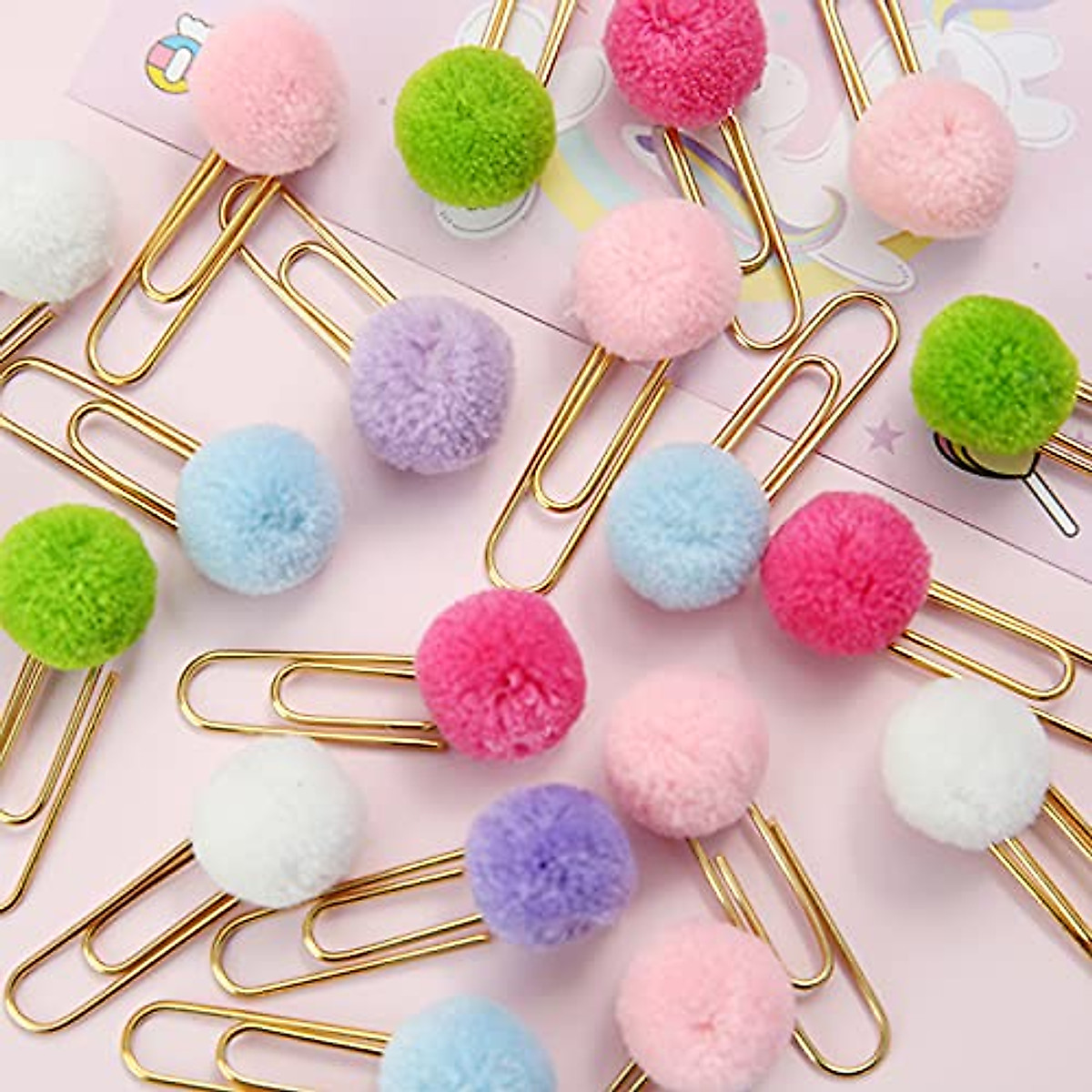 Lan-He Creative Girl Heart Students use Hair Ball Paper Clip Hand Ledger Decoration Colorful Cute Bookmark Small pin Paper Clip