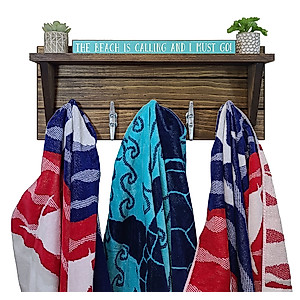 Wildwood Rustic Wall Mounted Boat Cleat Coat Rack with Shelf - Entryway Shelf Perfect Touch for Your Entryway, Kitchen, Bathroom and More