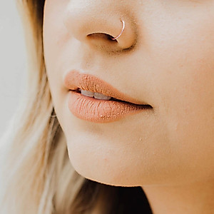 24G Rose Gold Nose Ring Hoop - Delicate Feminine Adjustable 24 Gauge 6mm - 7mm Piercing Jewelry for Women