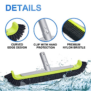 Sepetrel Pool Brush Head for Cleaning Pool Walls,Heavy Duty Inground/Above Ground Swimming Pool Scrub Brushes with Premium Strong Bristle & Reinforced Aluminium Back