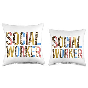 Social Worker Month Cute Leopard Social Workers Throw Pillow, 16x16, Multicolor