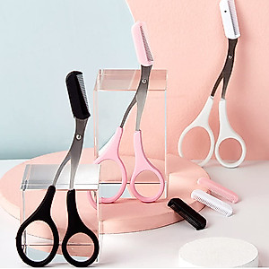 Erioctry Professional Precision Trimmer Eyebrow Scissors Remover Beauty Tool with Comb and Non Slip Finger Grips Black Silver Tone for Men