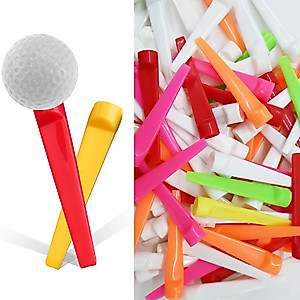 FINGER TEN Golf Tees Plastic 2-3/4 inch Unbreakable Multicolor Bulk 30 Pack 70 mm Long Flat Tee Reduce Resistance Strong for Men Women Golfing Practice (30 Pack)