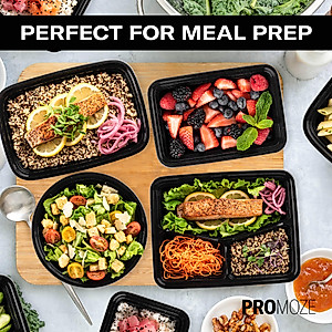 15-Pack Meal Prep Plastic Microwavable Food Containers meal prepping & Lids."{24 OZ.}" Black Rectangular Reusable Storage Lunch Boxes -BPA-free Food Grade- Freezer Dishwasher Safe -"PREMIUM QUALITY"