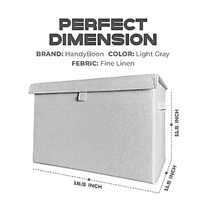 Foldable Storage Boxes with Lids, 2 Pack with 4 Hardboards, Premium Linen Fabric Collapsible Storage Bins with Handles, Storage Organizer, Perfect Basket Storage for Clothes, Shoes, Books, Toys