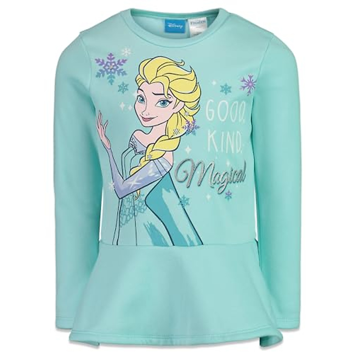 Disney Frozen Elsa Toddler Girls Fleece Long Sleeve Graphic T-Shirt and Leggings Outfit Set Turquoise/Blue 5T