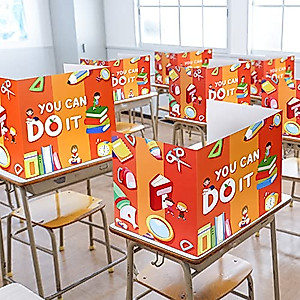 24 Pcs Privacy Boards for Student Desks Bright Colored Classroom Desk Divider Trifold Table Desk Privacy Panel Privacy Folders Screen Partition for School Teacher Student Study Test Home (Pen)