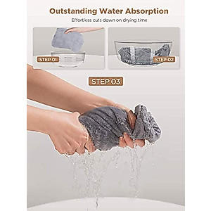 Hicober Microfiber Hair Towel, 3 Packs Hair Turbans for Wet Hair, Drying Hair Wrap Towels for Curly Hair Women Anti Frizz(Purple,Blue,Grey)