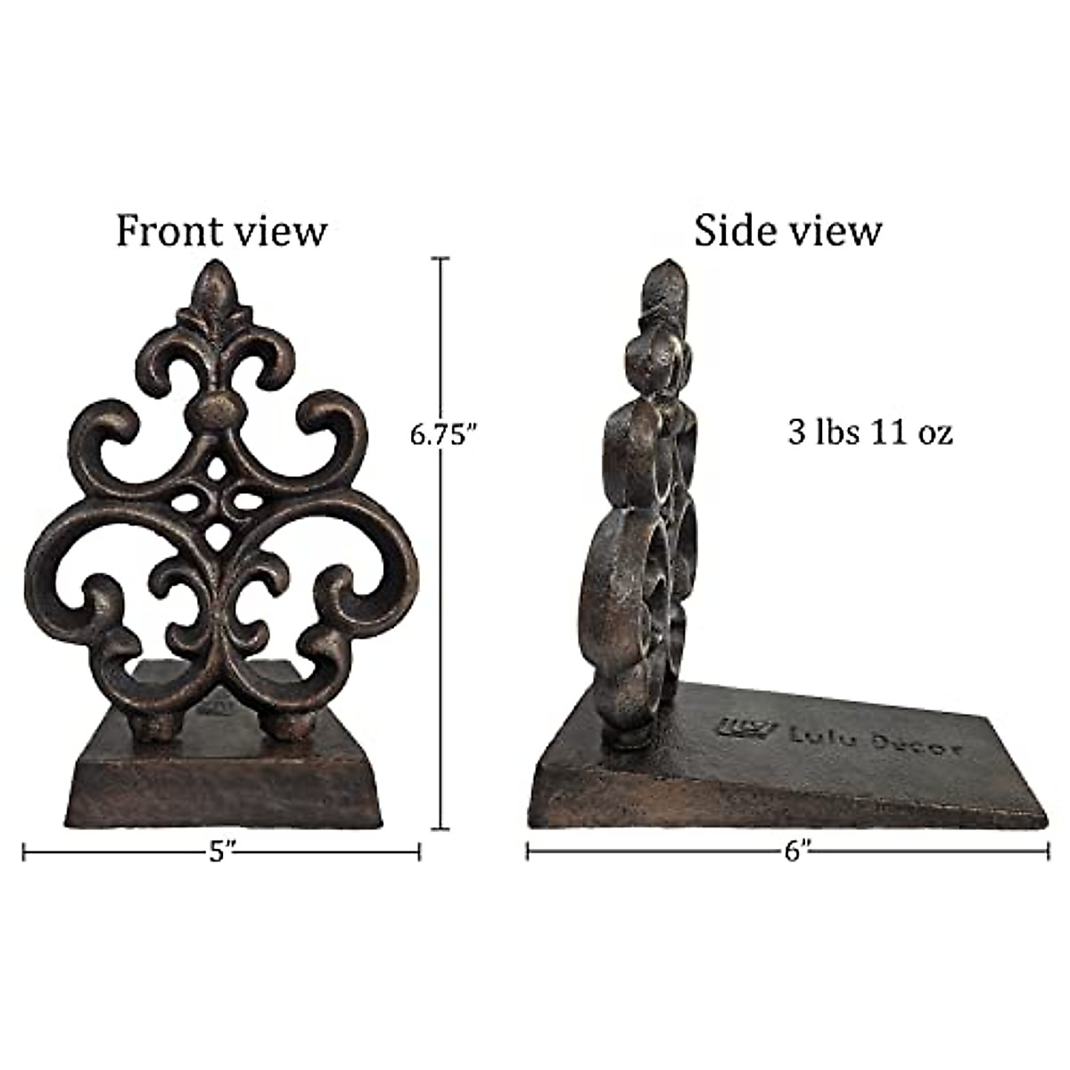 Lulu Decor, Cast Iron Fleur De Lis Door Stop, Door Stopper in Antique Black Finish, Beautiful and Useful Product (1 Piece)