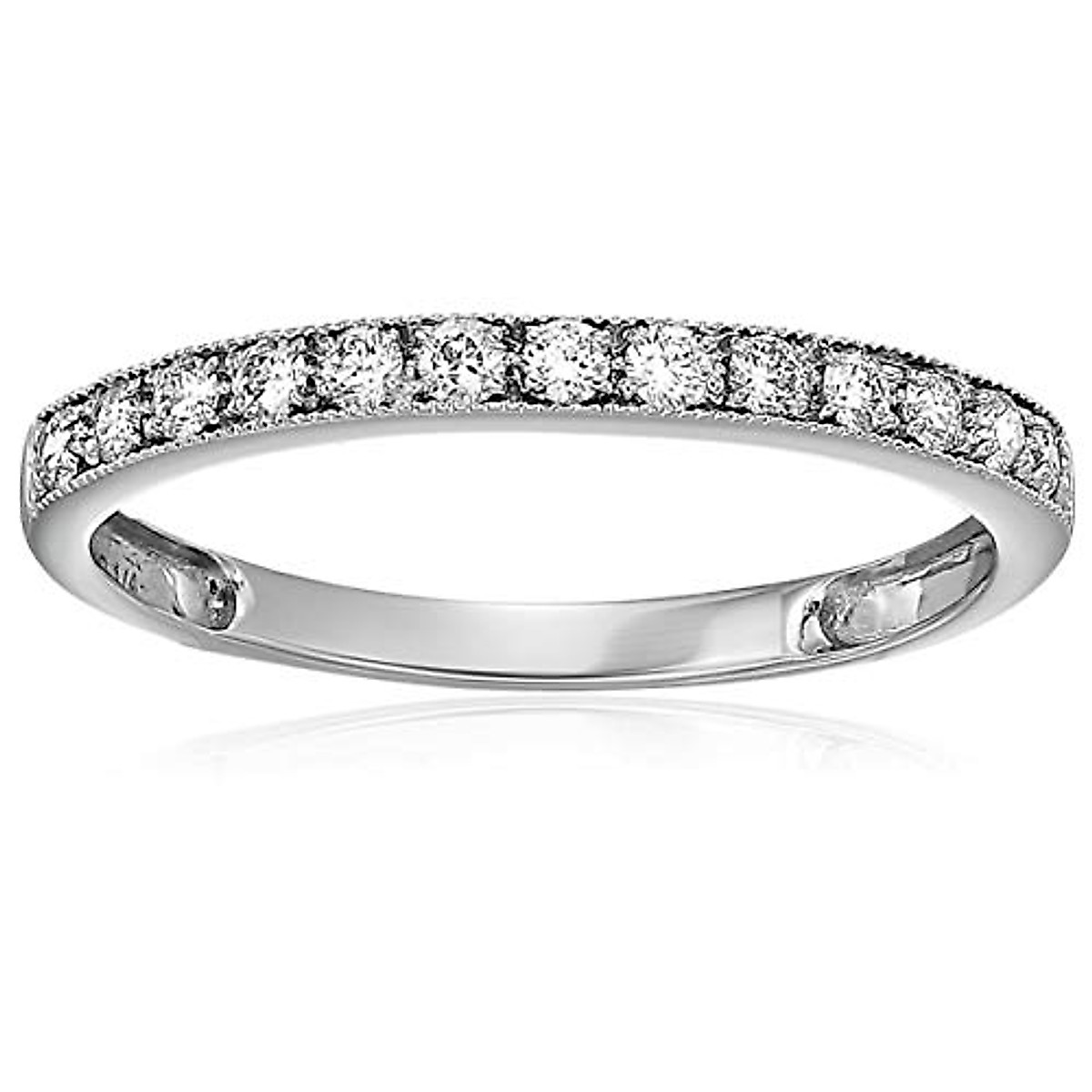 VIR JEWELS 1/4 carat (ctw) Diamond Wedding Anniversary Band for Women, Half Eternity Round Diamond Engagement Ring 14K White Gold Prong Set with Milgrain 0.25 cttw, Size 6.5