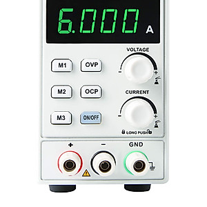 UNI-T DC Power Supply Variable Adjustable Bench Power Supply Switching Regulated 32V 6A OVP OCP OTP 4 Digits LED Display with Plug Adapter Power Cord Output Cables UTP1306