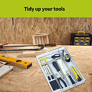 Neudeco Silverware Drawer Organizer Holder, Cutlery Tray Silverware Flatware Storage Divider for Kitchen, Bedroom, Living Room,Mesh Wire with Non-slip foam Feet, 5 Compoment（ Silver）