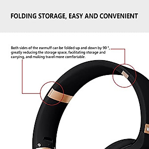 Head-Mounted Folding Wireless Bluetooth Headset, Noise Cancelling Headset, Hi-fi Stereo Bass, Metal Chip Bluetooth Fm Pluggable Card Headset for Sports,Game