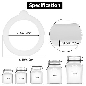 ASTER 8 Pcs Replacement Silicone Jar Gaskets, Airtight Silicone Jar Rubbers Seals Rings for Mason Canning Jars Mouth Canning, 3.75 Inch (White)