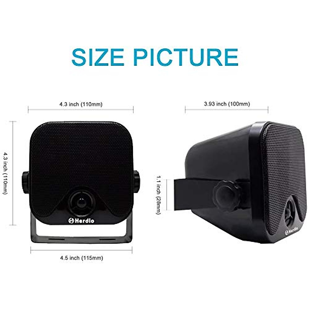 4 Inches Heavy Duty Waterproof Boat Marine Box Outdoor Speakers Surface Mounted for Skid Steer ATV UTV RZR Golf Cart Tractor Powersports Boat Truck Jeep