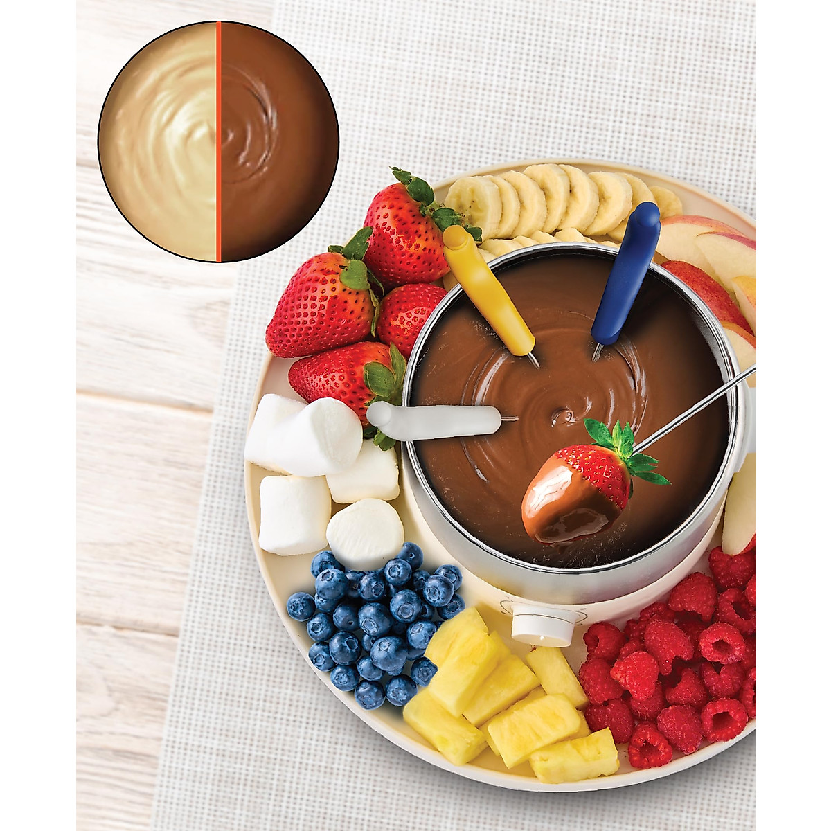 Sharper Image® Fondue Set – Electric Fondue Pot, Adjustable Heat, BPA-Free Stainless Steel, Cheese & Chocolate Fountain, Housewarming & Wedding Gift, Home Essentials Kitchen Gadgets, Mini Appliances